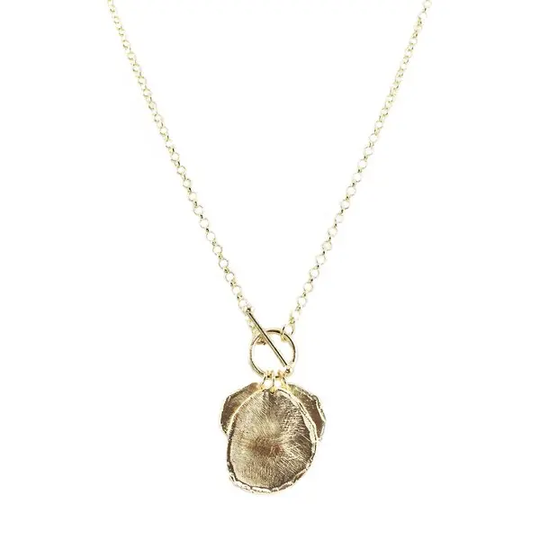 MARCIA MORAN Suz Textured Coin Necklace - Gold