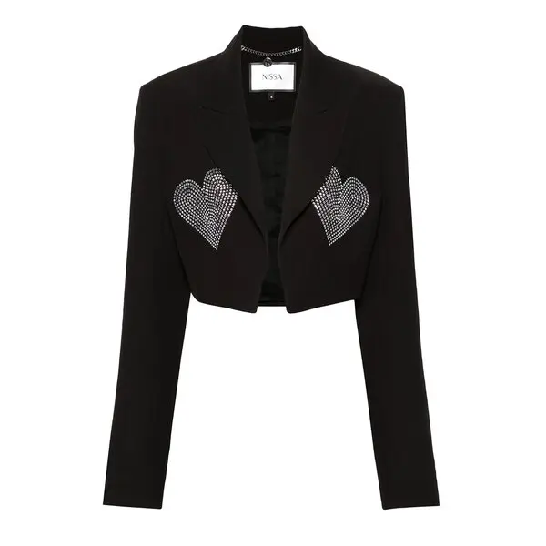 NISSA Crystal-embellished Cropped Blazer