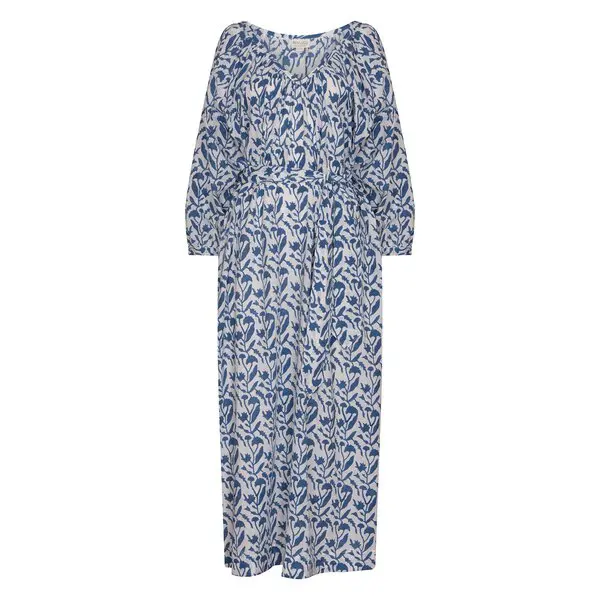 NOLOGO-CHIC Printed Cotton Kaftan With Sash Belt - Blue