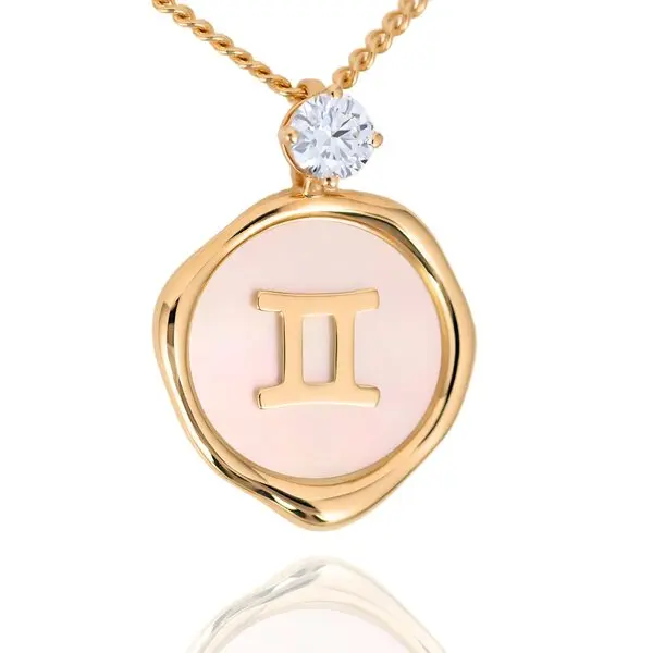 HINCH & LIU Gemini Zodiac Diamond Pendant Necklace - Gold