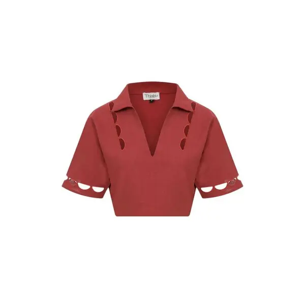 THISISU COLLECTION Cropped Linen-blend Shirt