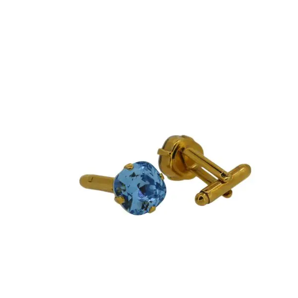 VICKISARGE Gold / Blue The Blue Stud Cufflink In Gold - Gold/blue