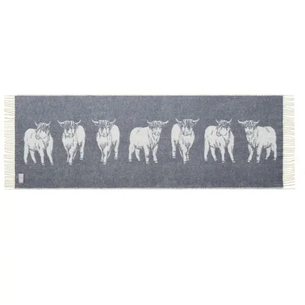 J.J.Textile Highland Cow Small Throw - Grey