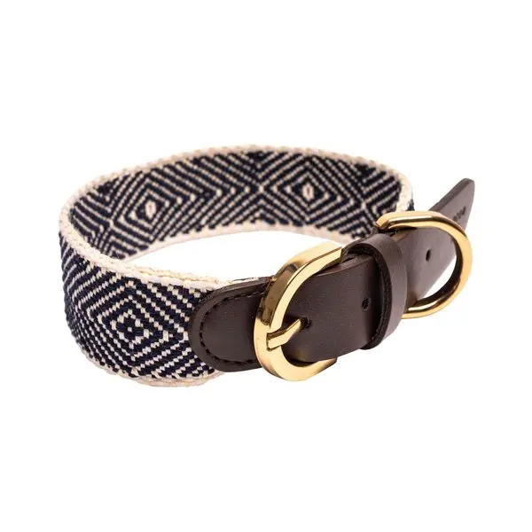 ALECOO Ethno Dog Collar Aponi Navy - White/blue
