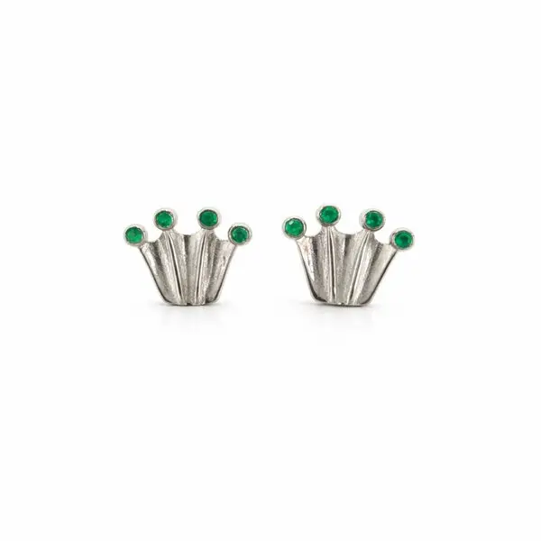 PEARL CODE Crown Onyx Stud Earrings - Green