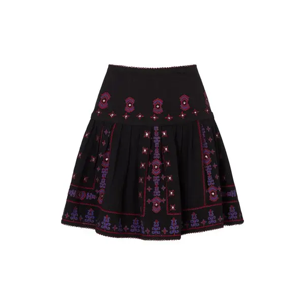 RAFFYA Issabel Embroidered Mini Skirt