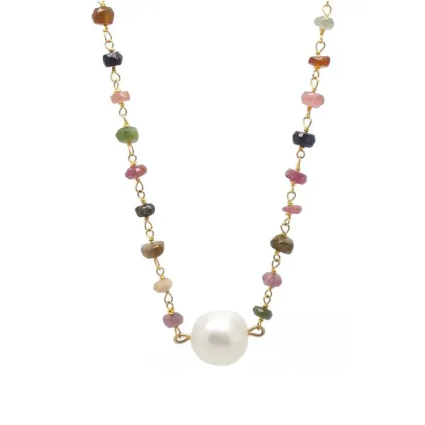 SALOME Three Graces Tourmaline And Pearl Necklace