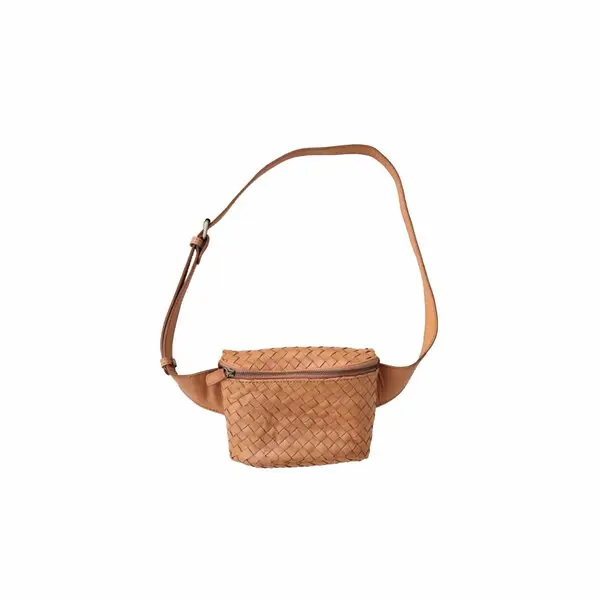 Pink Haley Francesca Handwoven Leather Belt Bag
