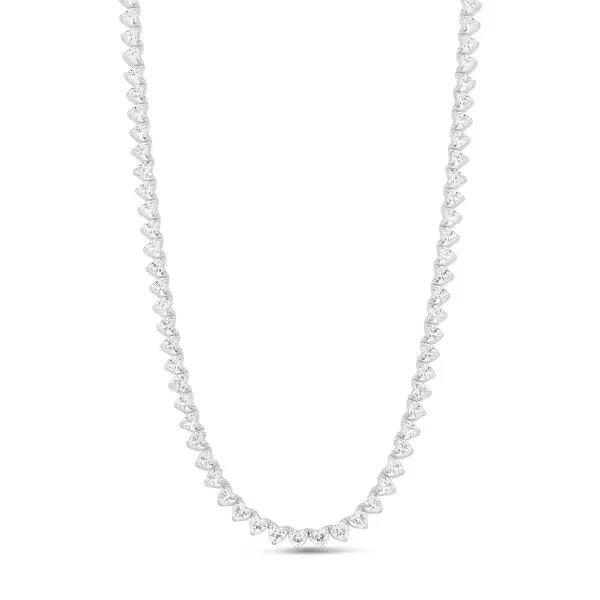 SHYMI Prong-set Heart Tennis Necklace - Silver