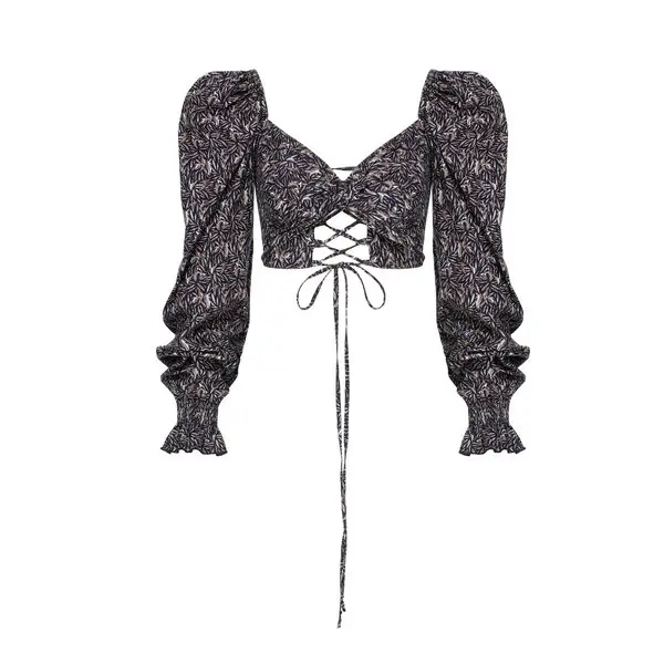 NAZLI CEREN Lolly Tie Back Printed Top