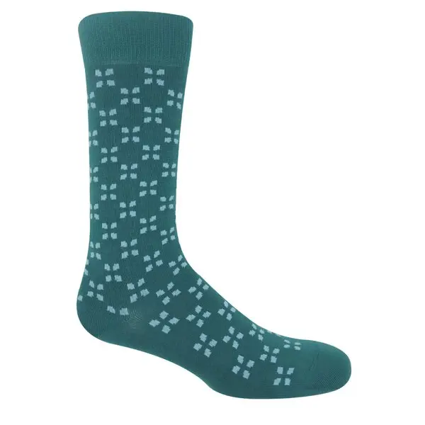 PEPER HAROW - MADE IN ENGLAND Cambridge Patterned Crew Socks - Green