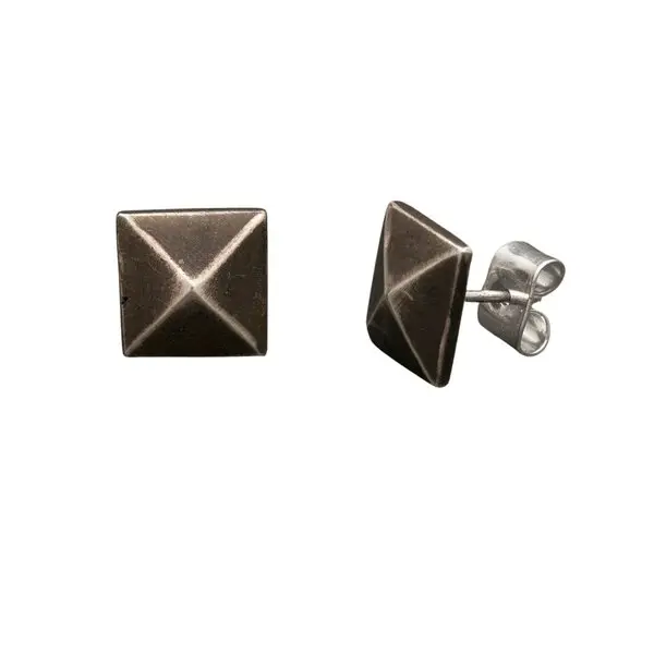 ZULA JEWELRY + DESIGN Oxidized Sterling Silver Strength Stud Earrings - Grey/silver
