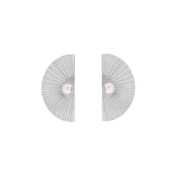SILVER MOON Pearl Sterling Earrings - Silver