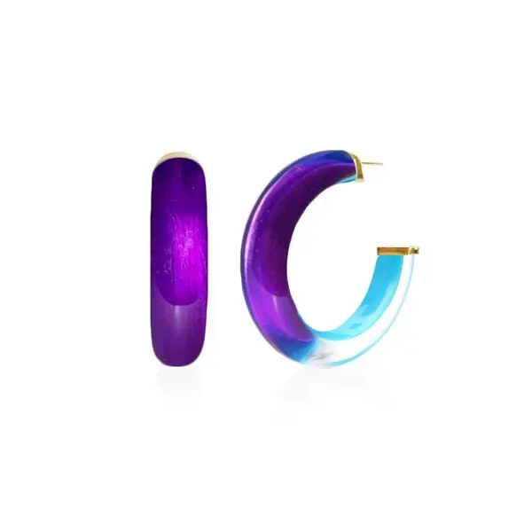GOLD & HONEY Lucite Hoop Earrings - Blue/purple/gold
