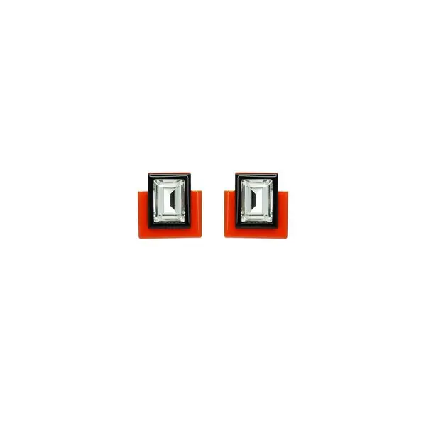 GISSA BICALHO Deco Rectangular Stone Earrings - Orange
