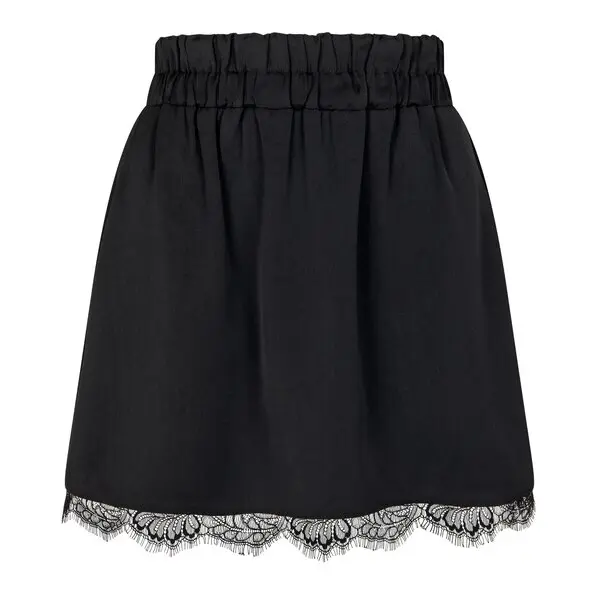 LANGNER Lace Trim Satin Mini Skirt