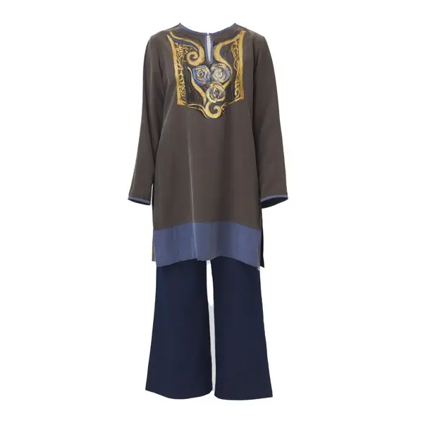 SANIYA KHAN Roses & Filigree Hand Painted Tunic