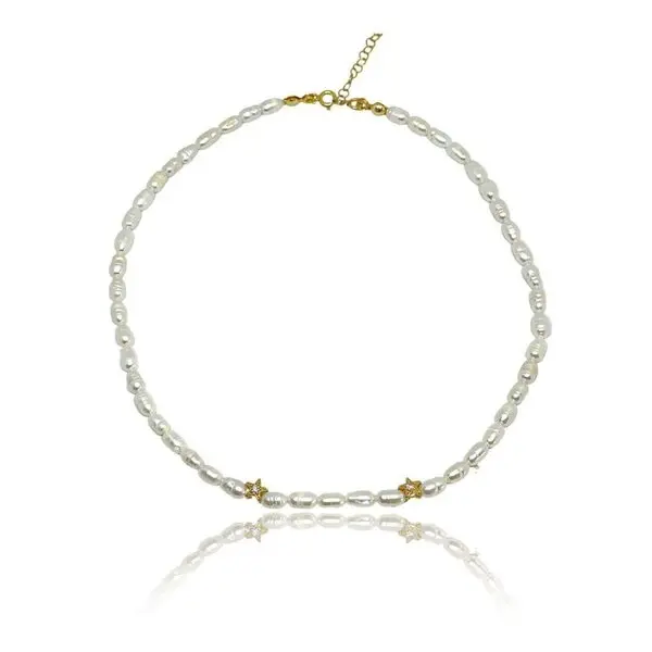 LINYA JEWELLERY Rometta Star Pearl Necklace - Gold