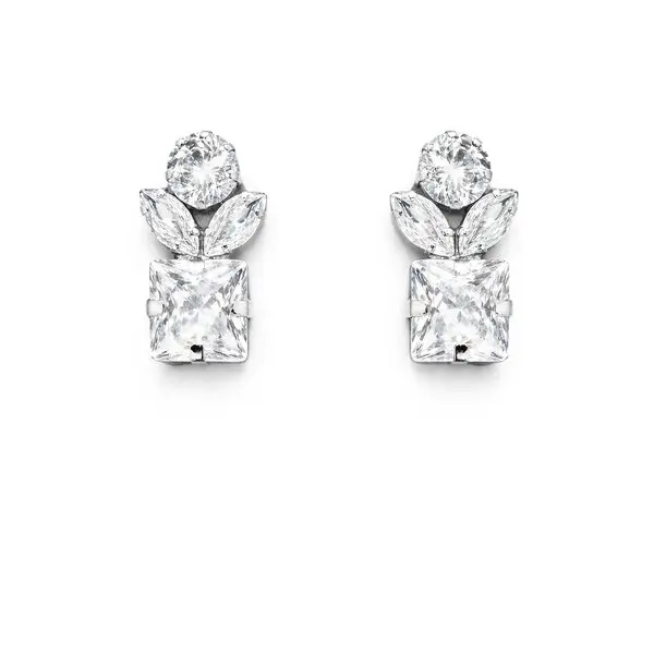 MAISON DE GALA Crystal Blossom Statement Earrings - Silver