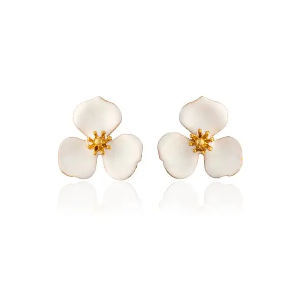 MILOU JEWELRY Bloom Flower Stud Earrings - White