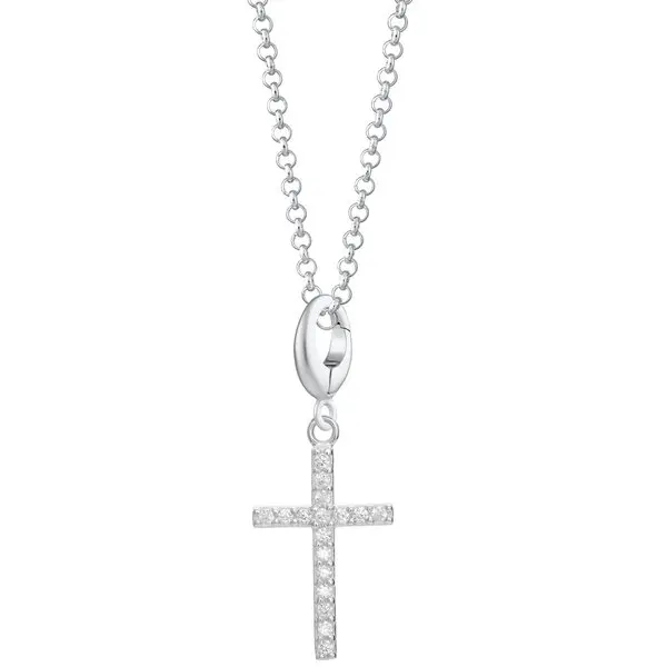 LILY CHARMED Sterling Crystal Cross Charm Necklace - Silver