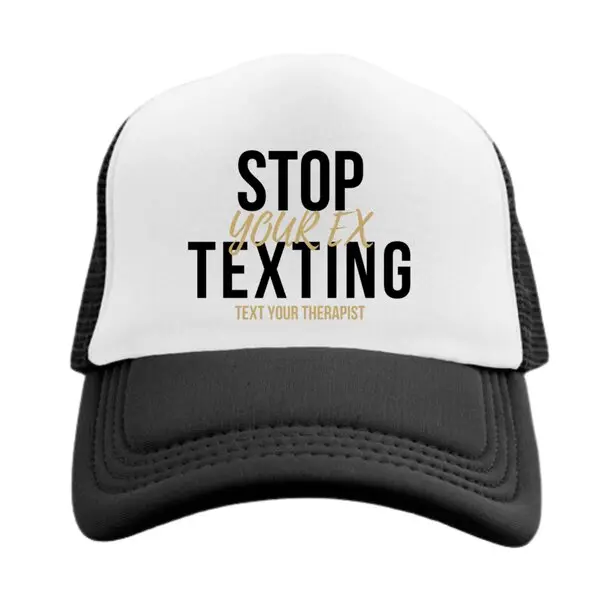REJECTED HEARTS CLUB Stop Texting Your Ex Trucker Hat - Black