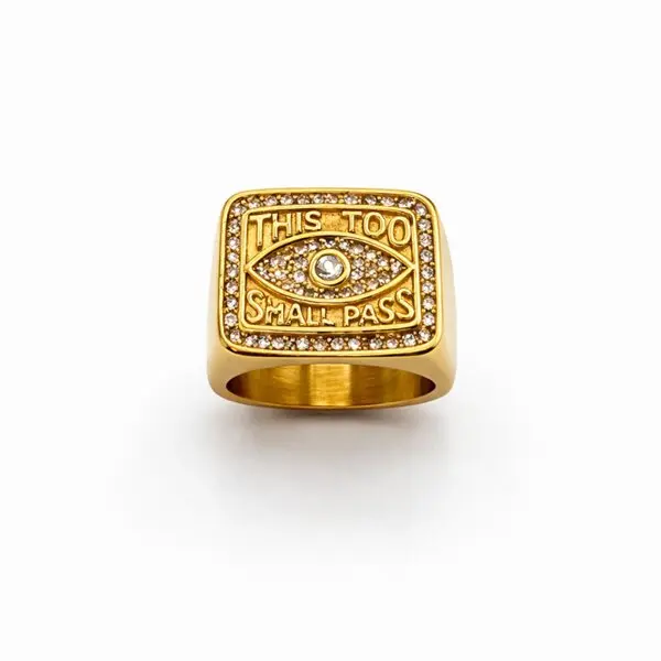 JAGGED HALO JEWELRY This Too Shall Pass Evil Eye Signet Ring - Gold