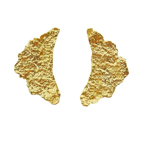 BELLATRICK Wing Moon Rock Texture Drop Earrings - Gold