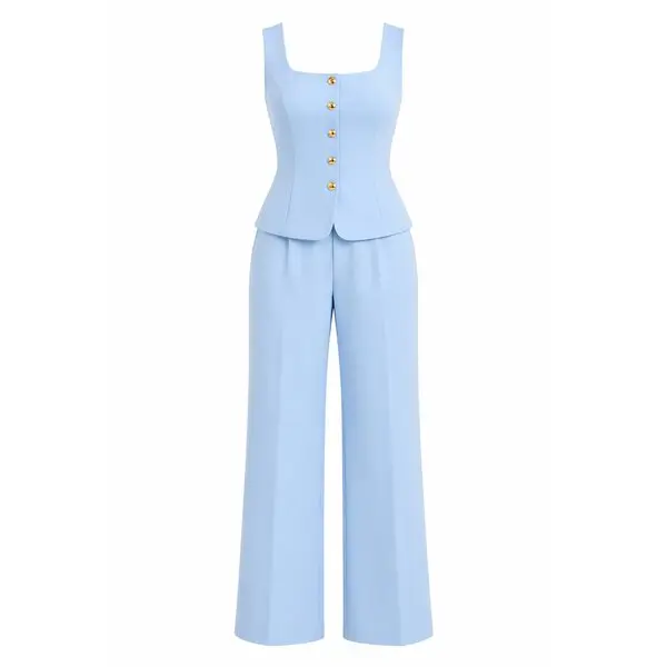 GIRL IN MIND Jo Pleat Detail Tailored Trouser - Blue