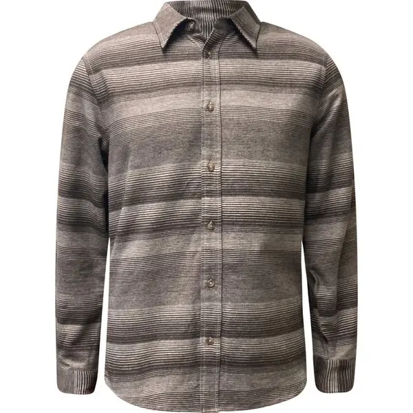 VUSTRA Grey / Brown Shasta Stripe Button-down Light Flannel Shirt