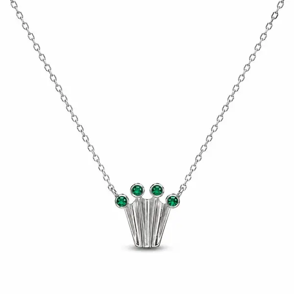 PEARL CODE Crown Motif Necklace With Onyx Gems - Green