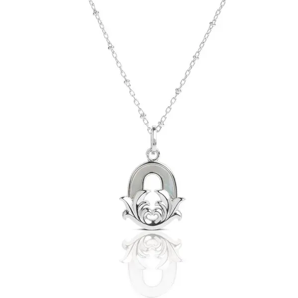 KASUN LONDON Solid O Initial Necklace With Mother Of Pearl - Silver