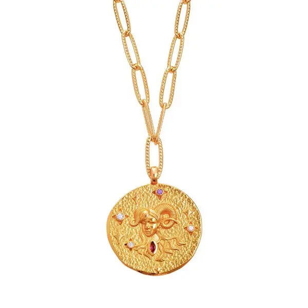 AUROZIA Constellations Aries Double-sided Coin Pendant Necklace - Gold
