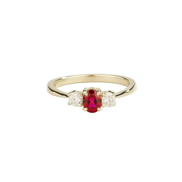JUVETTI  Oval Ruby And Diamond Three-stone Ring In White Gold - White/red/silver