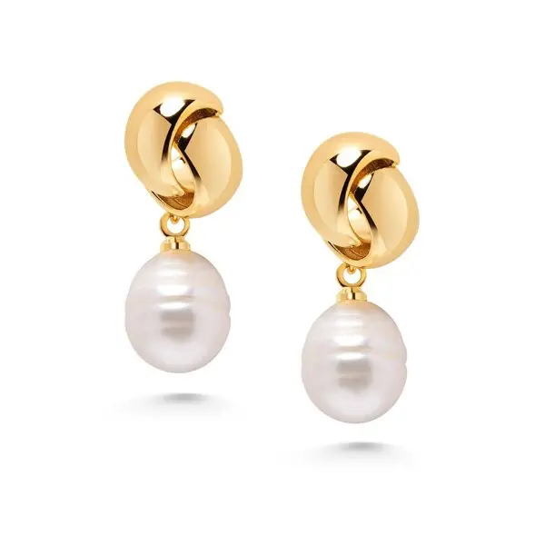 NIALAYA JEWELRY Gold-plated Brass Drop Earrings - Gold/white