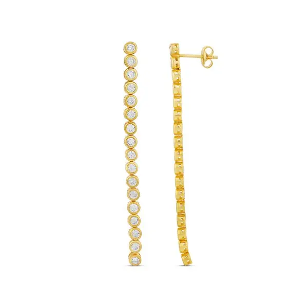 SHYMI Bezel Set Tennis Drop Earrings - Gold
