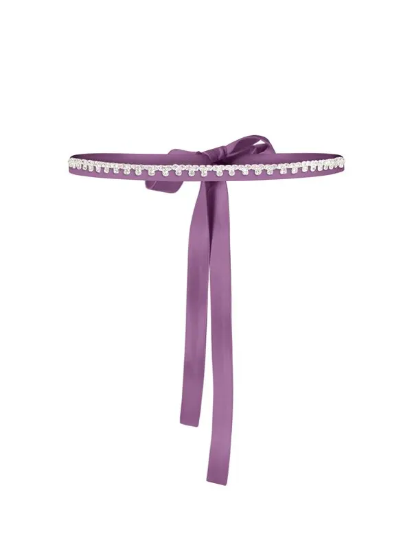 TIA DORRAINE Crystal-embellished Self-tie Belt - Purple