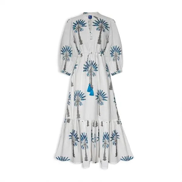PICK HAPPY Mermaid Palm Tree Maxi Dress - White