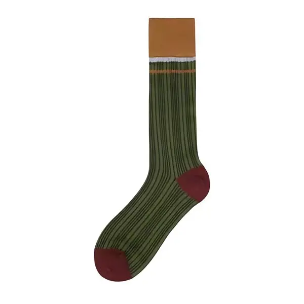 LONDON ATELIER BYPRODUCT Color Block Mid-calf Socks - Orange/green