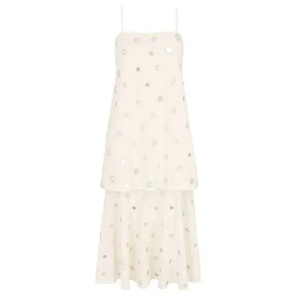 POLKO Mirror-embellished Cotton Dress - Gray/white