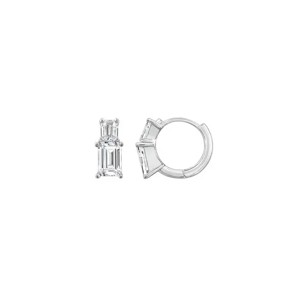 DIAMONBLISS Marilyn Monroe Duo Baguette Hoop Earrings - White