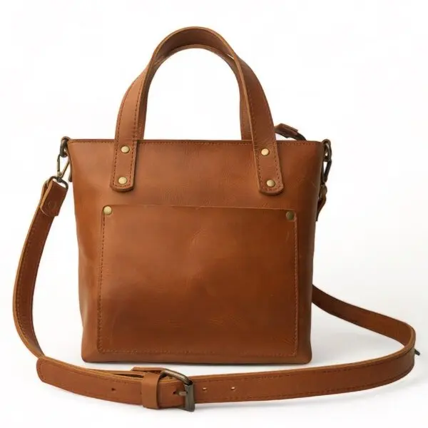 HIDES LEATHER CO. Mini Crossbody Tote Bag - Brown