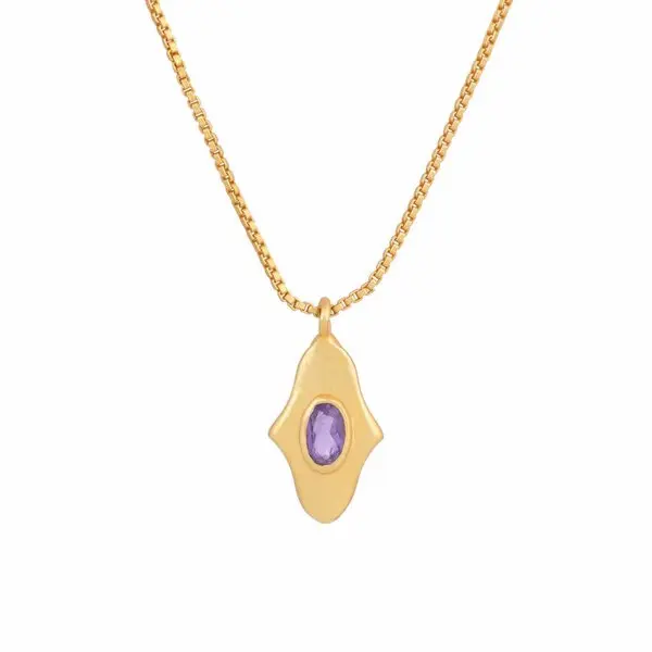 OPIUM JEWELS Gold Vermeil Hamsa Necklace With Amethyst - Gold/yellow