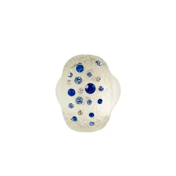 GOLD & HONEY Long Line Ring With Swarovski Crystals - Blue/white