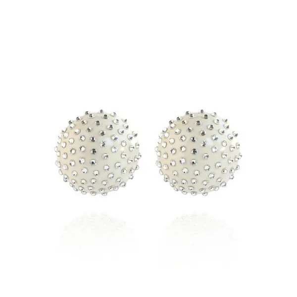 SAULE LABEL Gaia Midi Jet Earrings - White/silver