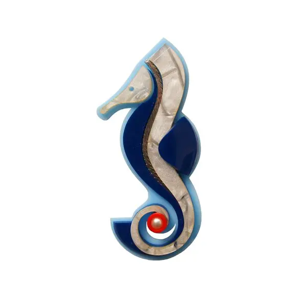 GISSA BICALHO Hippocampus Brooch - Blue