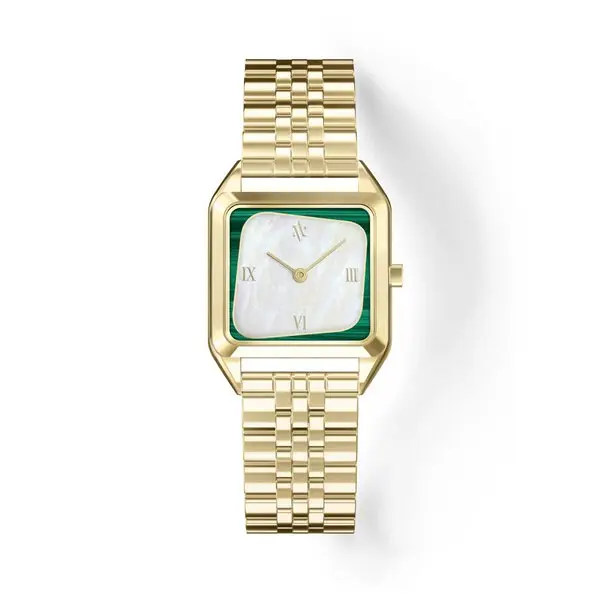 VANNA Geminus Malachite & Pearl Watch - Gold/green/white