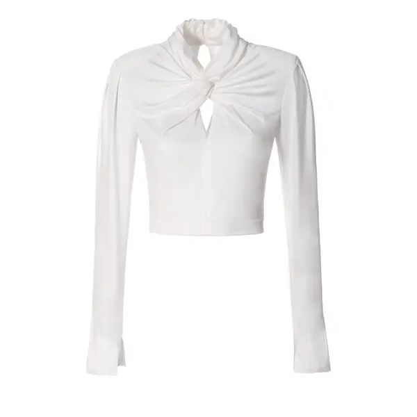 AGGI BY HALEWSKI Dalia Pearl Knot Crop Top