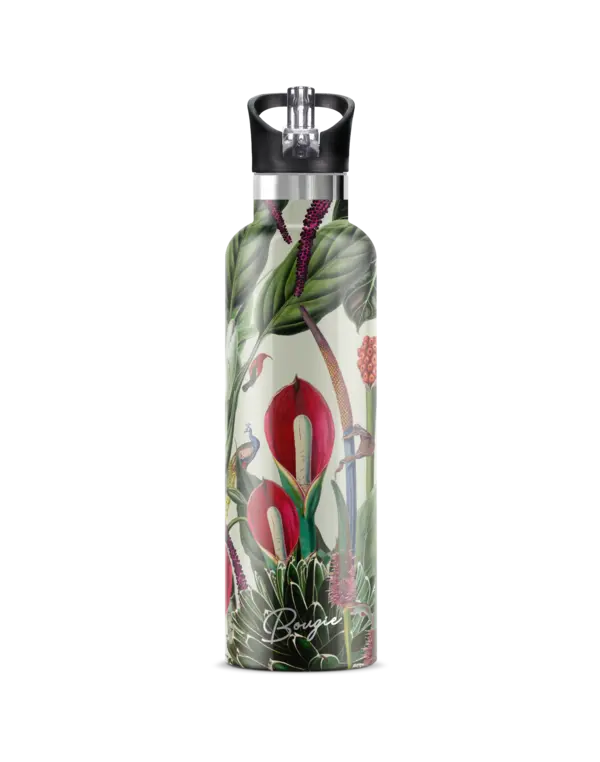 MY BOUGIE BOTTLE Hokuloa Anthurium Insulated Water Bottle - Green/red