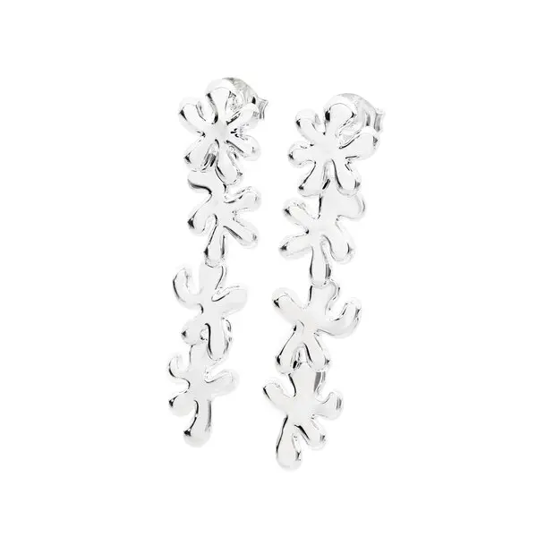 LUCY QUARTERMAINE Sterling Four Drop Splash Earrings - Silver